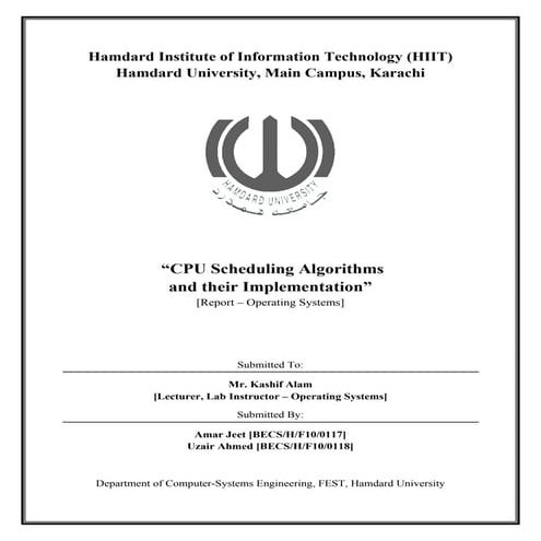 98741573 Cpu Scheduling Algorithms Report Pdf