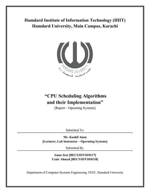 98741573 Cpu Scheduling Algorithms Report Pdf
