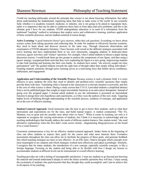 Teaching Philosophy Statement | PDF