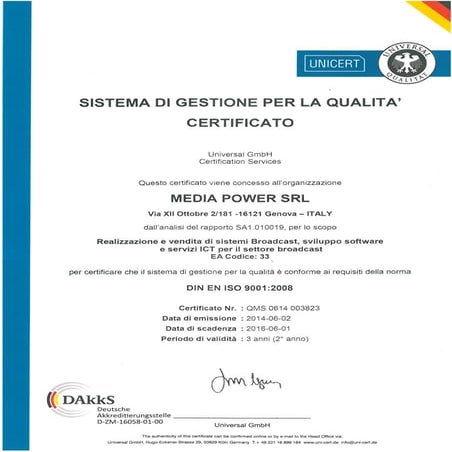 CERTIFICATO ISO | PDF
