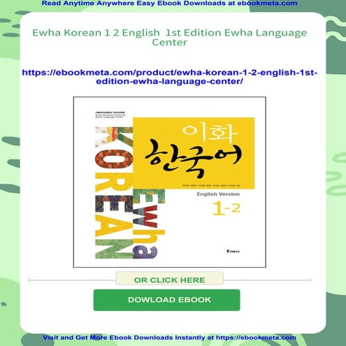 Ewha Korean 1 2 English 1st Edition Ewha Language Center | PDF