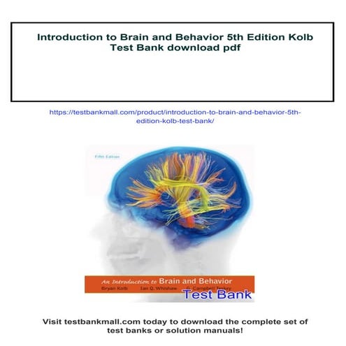 Introduction to Brain and Behavior 5th Edition Kolb Test Bank | PDF