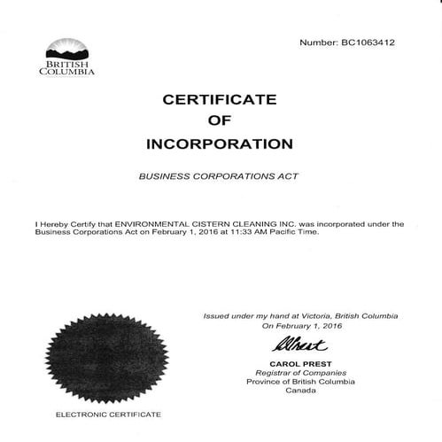 Certificate of Incorporation | PDF