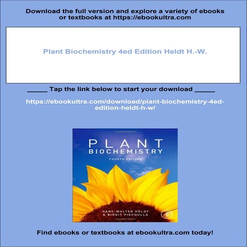 Plant Biochemistry 4ed Edition Heldt H.-W. | PDF
