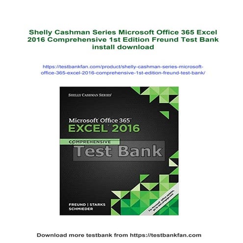 Shelly Cashman Series Microsoft Office 365 Excel 2016 Comprehensive 1st ...