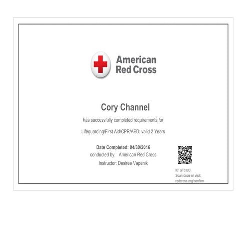 Red Cross Instructor certificate 2016 | PDF