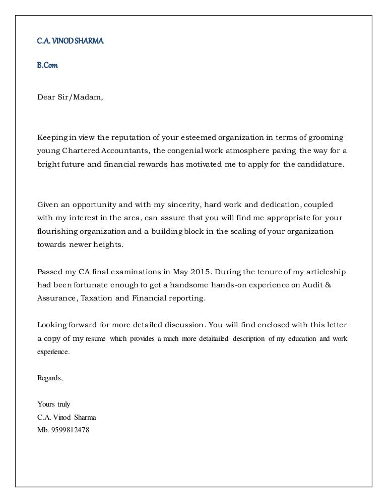 CA Vinod Resume with cover