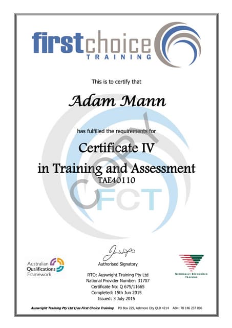 TAE40110 Certificate IV in Training and Assessment.PDF
