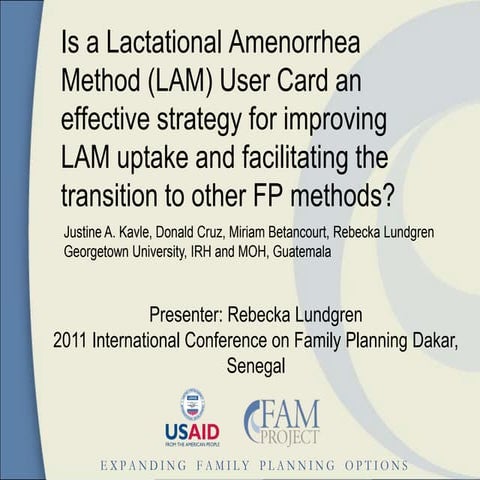 Is Lactational Amenorrhea Method (LAM) User Card an effective strategy ...