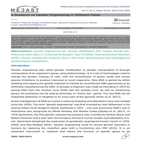 A Research on Genetic Engineering in Different Fields | PDF