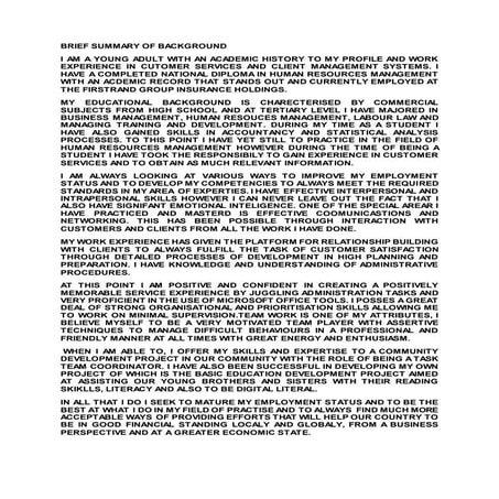 BRIEF SUMMARY OF BACKGROUND | DOCX | Business | Business and Finance