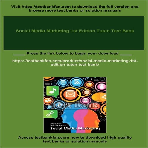 Social Media Marketing 1st Edition Tuten Test Bank | PDF