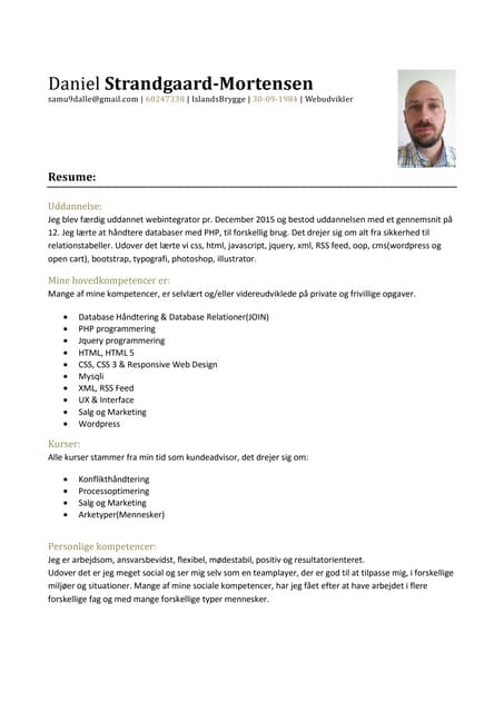 CV - Kompetencer 2017 | PDF