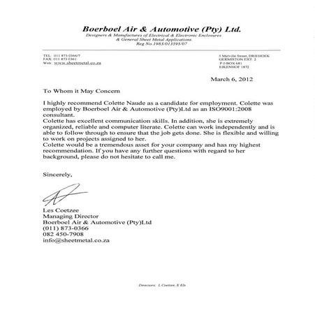 Reference letter from Boerboel | PDF