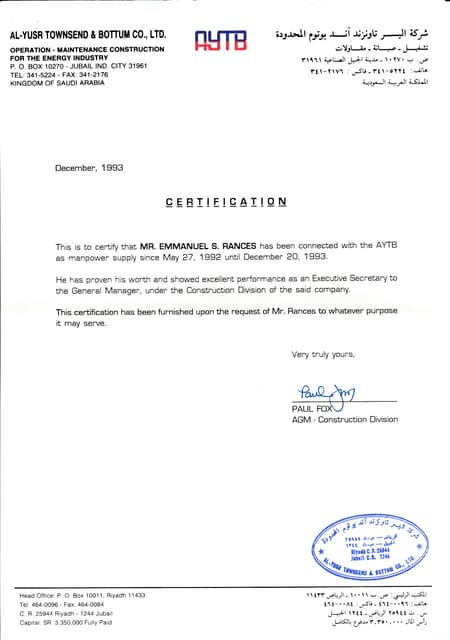 CCC-Experience certificate | PDF