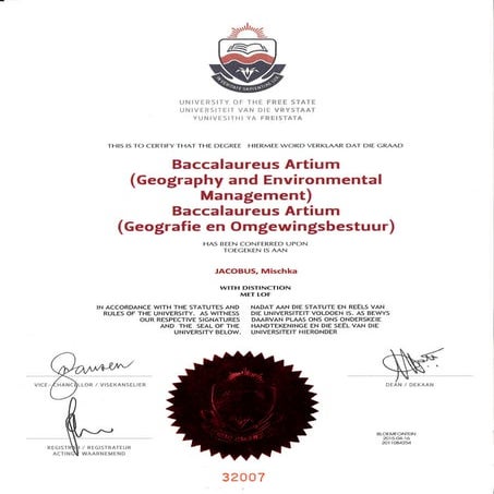 Geography Undergrad degree certificate | PDF