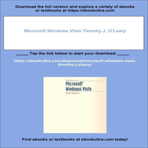 Microsoft Windows Vista Timothy J. O'Leary | PDF