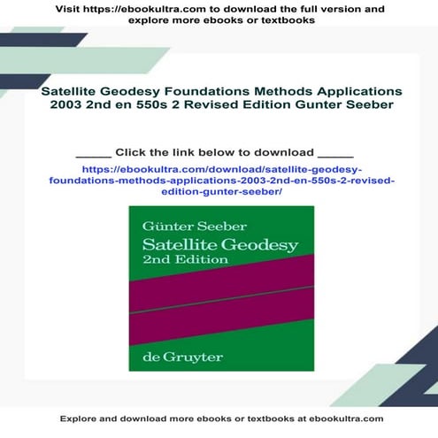 Satellite Geodesy Foundations Methods Applications 2003 2nd en 550s 2 Revised Edition Gunter ...