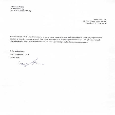 Wilk M referencje | PDF