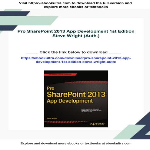 Pro SharePoint 2013 App Development 1st Edition Steve Wright (Auth.) | PDF