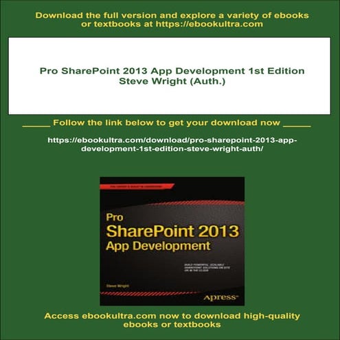 Pro SharePoint 2013 App Development 1st Edition Steve Wright (Auth.) | PDF