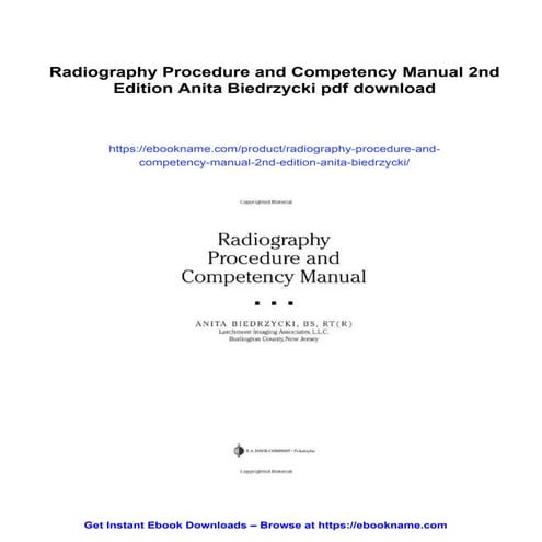 Radiography Procedure and Competency Manual 2nd Edition Anita ...