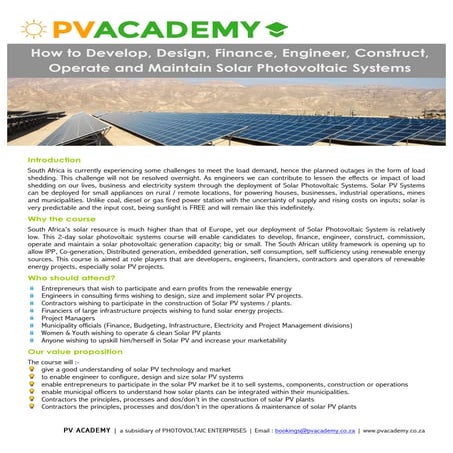2-day Solar PV Systems Course - Profile | PDF