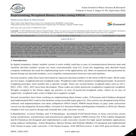 Representing Weighted Binary Codes using FPGA | PDF