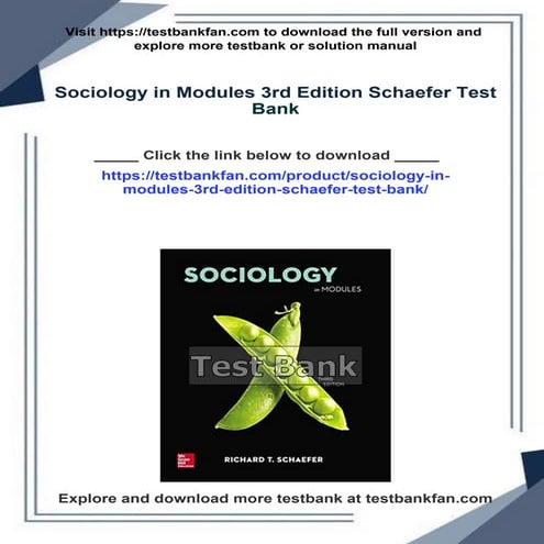 Sociology in Modules 3rd Edition Schaefer Test Bank | PDF