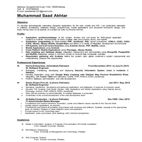 Saad_CV | DOCX | Web Development | Internet