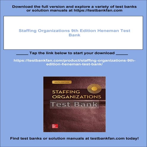 Staffing Organizations 9th Edition Heneman Test Bank | PDF