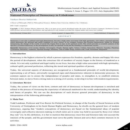 National Principles of Democracy in Uzbekistan | PDF