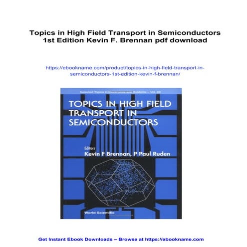 Topics in High Field Transport in Semiconductors 1st Edition Kevin F ...