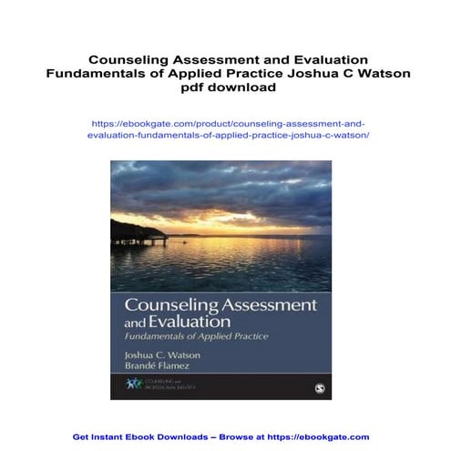 Counseling Assessment and Evaluation Fundamentals of Applied Practice ...