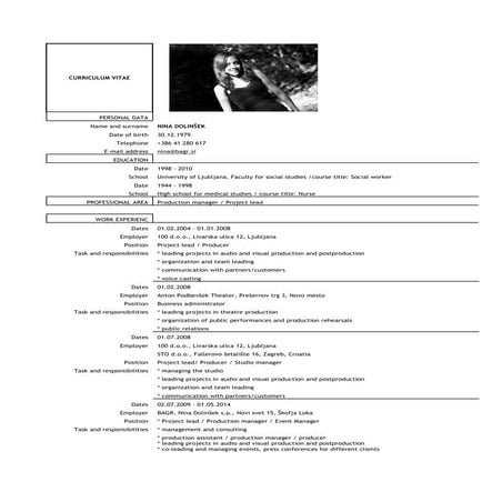 Nina Dolinsek_CV_ENG | PDF