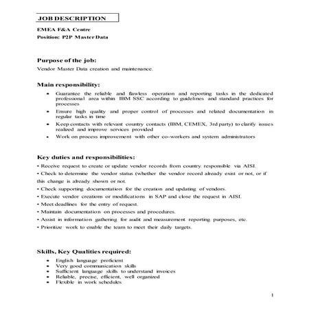 MASTER DATA responsibilities | DOCX