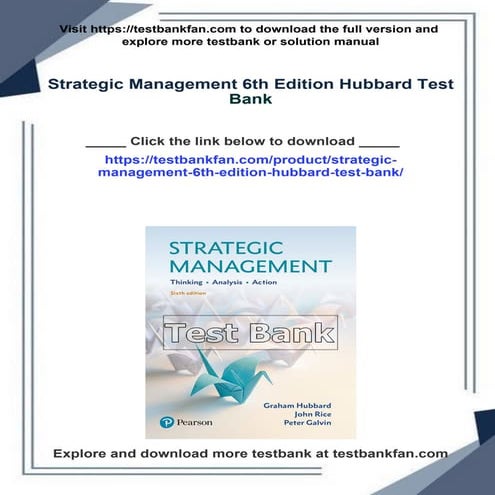 Strategic Management 6th Edition Hubbard Test Bank | PDF