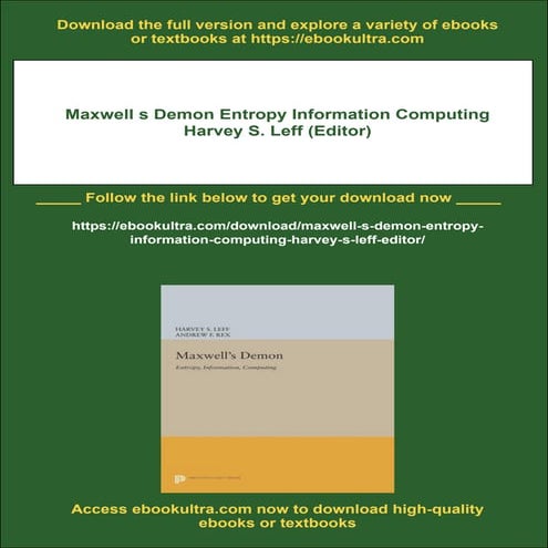 Maxwell s Demon Entropy Information Computing Harvey S. Leff (Editor) | PDF