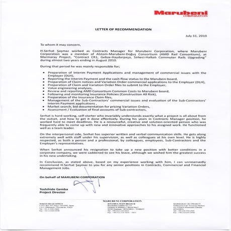 Marubeni reference letter | PDF