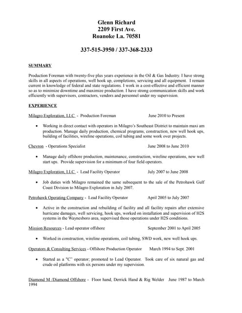 Glynn Pitre Resume 1 | PDF