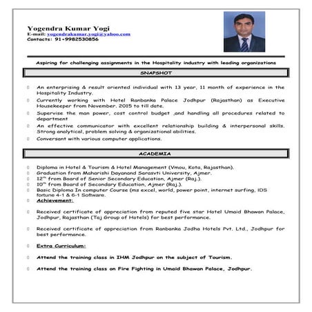RESUME YOGENDRA. | DOC