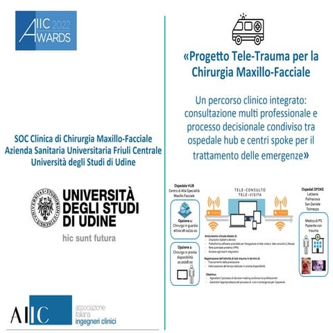 PROGETTO TELE-TRAUMA PER LA CHIRURGIA MAXILLO-FACCIALE. UN PERCORSO ...