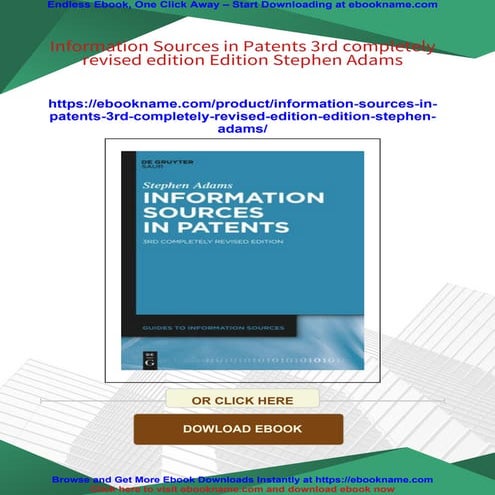 Information Sources in Patents 3rd completely revised edition Edition ...