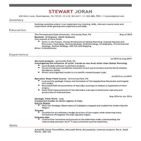 Stewart Joran Resume | DOCX