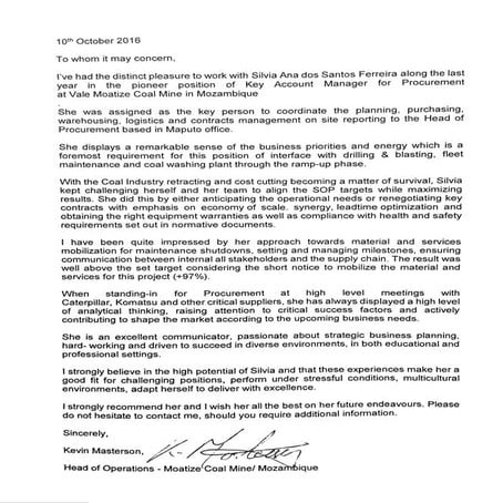 2015-12 Recomendenation Letter Head of Coal Operations | PDF
