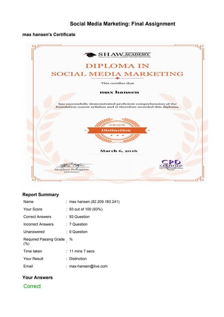 Shaw Academy Diploma in Digital Social Media | PDF