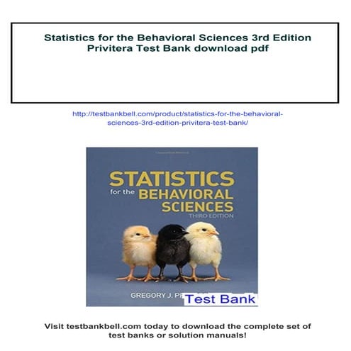 Statistics For The Behavioral Sciences 3rd Edition Privitera Test Bank Pdf