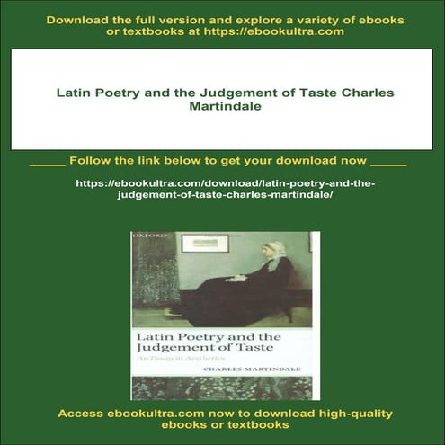 Latin Poetry and the Judgement of Taste Charles Martindale | PDF