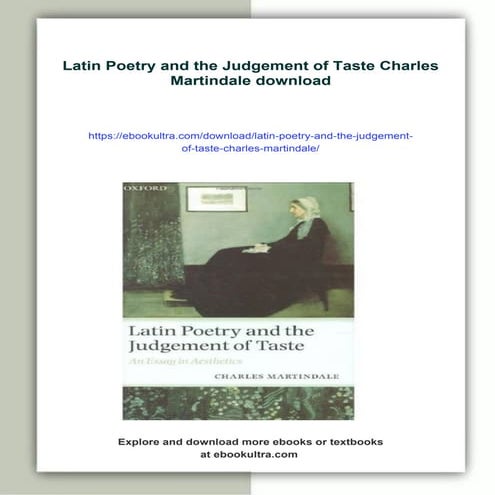 Latin Poetry and the Judgement of Taste Charles Martindale | PDF