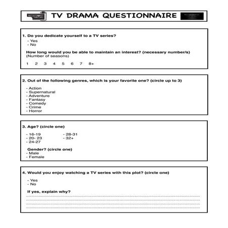 9997514 tv drama-questionnaire | PDF